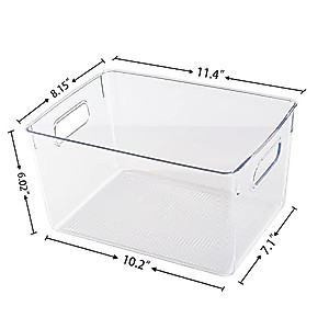 Aedericoe Clear Plastic Storage Bins 4pcs Large Clear Bin for Organizing Kitchen Pantry Storage Shelves Closet Organizers Under Sink Storage Containers