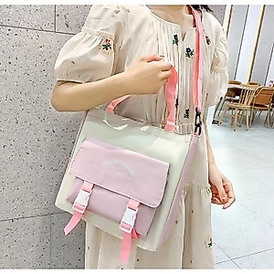 GGWIEAEA 5PCS Kawaii Backpack Set with Cute Pendant Waterproof College Style Suitable for Teenage Girls