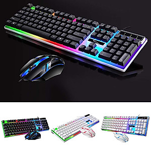 Arinda Wired Gaming Keyboard and Mouse Set Colorful LED Backlit USB Gaming Keyboard Mouse for Laptop PC Gamers