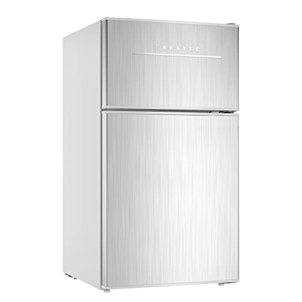 Frestec Mini Fridge with Freezer, Small Refrigerator, 2 Door Mini Fridge for Bedroom, 3.2 Cu.Ft, Low Noise,7 Settings Temperature Adjustable Control (Silver)