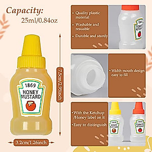 RONRONS 4 Pieces Mini Ketchup Bottles for Bento Box Accessories, 25ml Mini Condiment Squeeze Bottles Plastic Sauce Bottles Containers Empty Ketchup and Mustard Syrup Dispenser for Kids Adults
