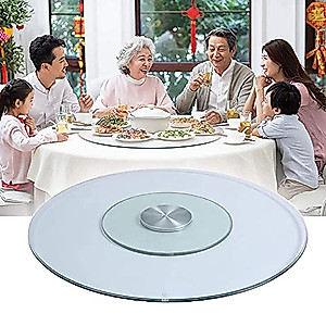 32inch Rotating turntable Glass Lazy Susan for kitchen Dining Table tabletop 9mm thick round Transparent glass Rotating Tray Serving Plate explosion-proof tempered glass 80cm