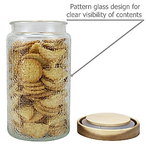 EIKS Glass Storage Jars Airtight Containers with Wooden Lid, Scoop & Protection Mat for Storing Candy Coffee Beans Tea Cookie Nuts, Capacity 1000ml