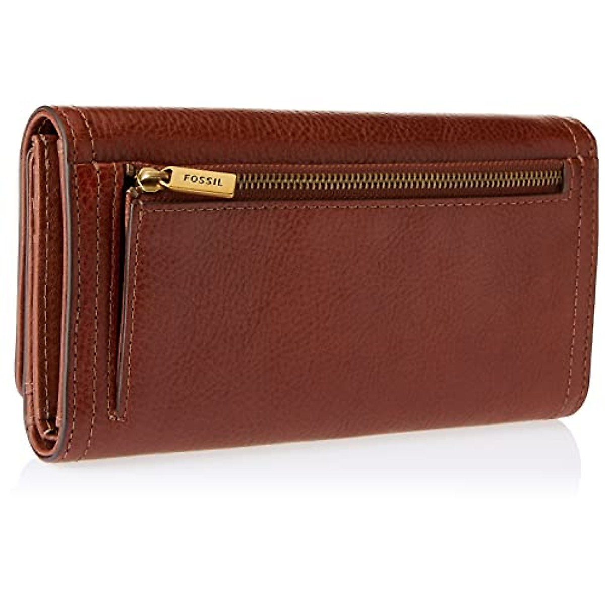 Fossil Women's Logan Leather Wallet RFID Blocking Flap Clutch Organizer, Brown (Model: SL7833200)