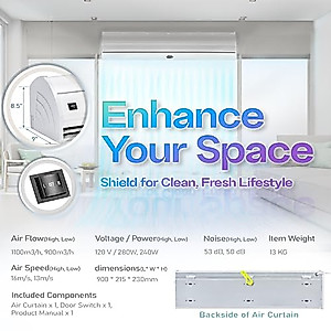 DuraSteel Wall Mounted Air Curtain Fan - White 36 Inch Air Door - UL Certified Heavy Duty - Commercial Super Power Indoor Over Door Fan with Door Magnetic Switch by Aerial Titan-2