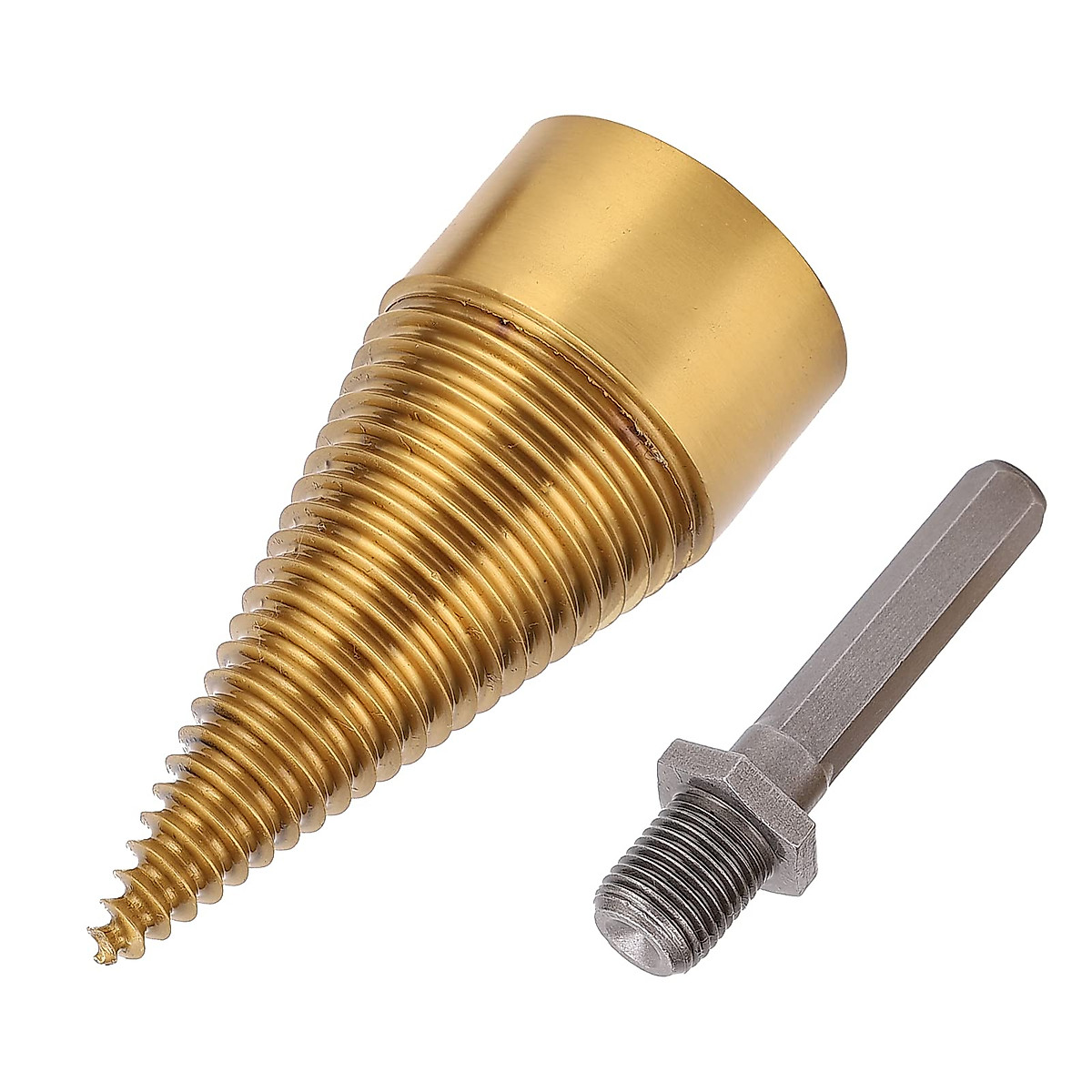 Hex Shank Drill Screw Cone, 42mm Ti Plating Split Tool Twist Firewood Splitter, Tree Stump Breaker Wood Cone Punch Drill Bit