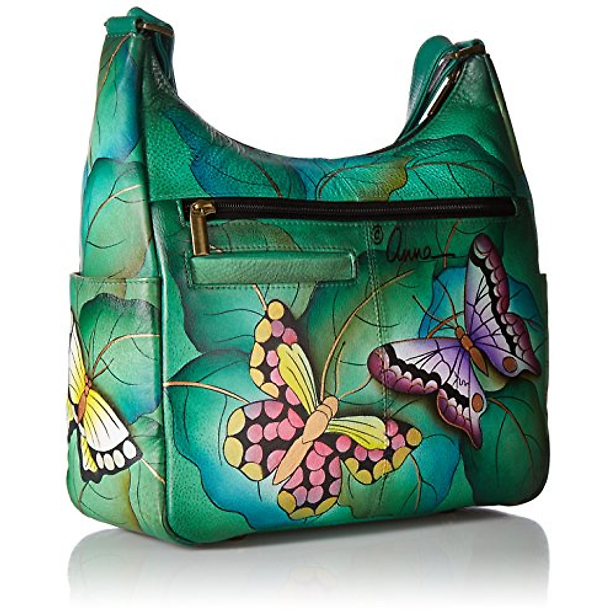 Anna by Anuschka Women's Genuine Leather Large Hobo Handbag | Zip-Top Multi-Compartment Tall Organizer | Summer Wings