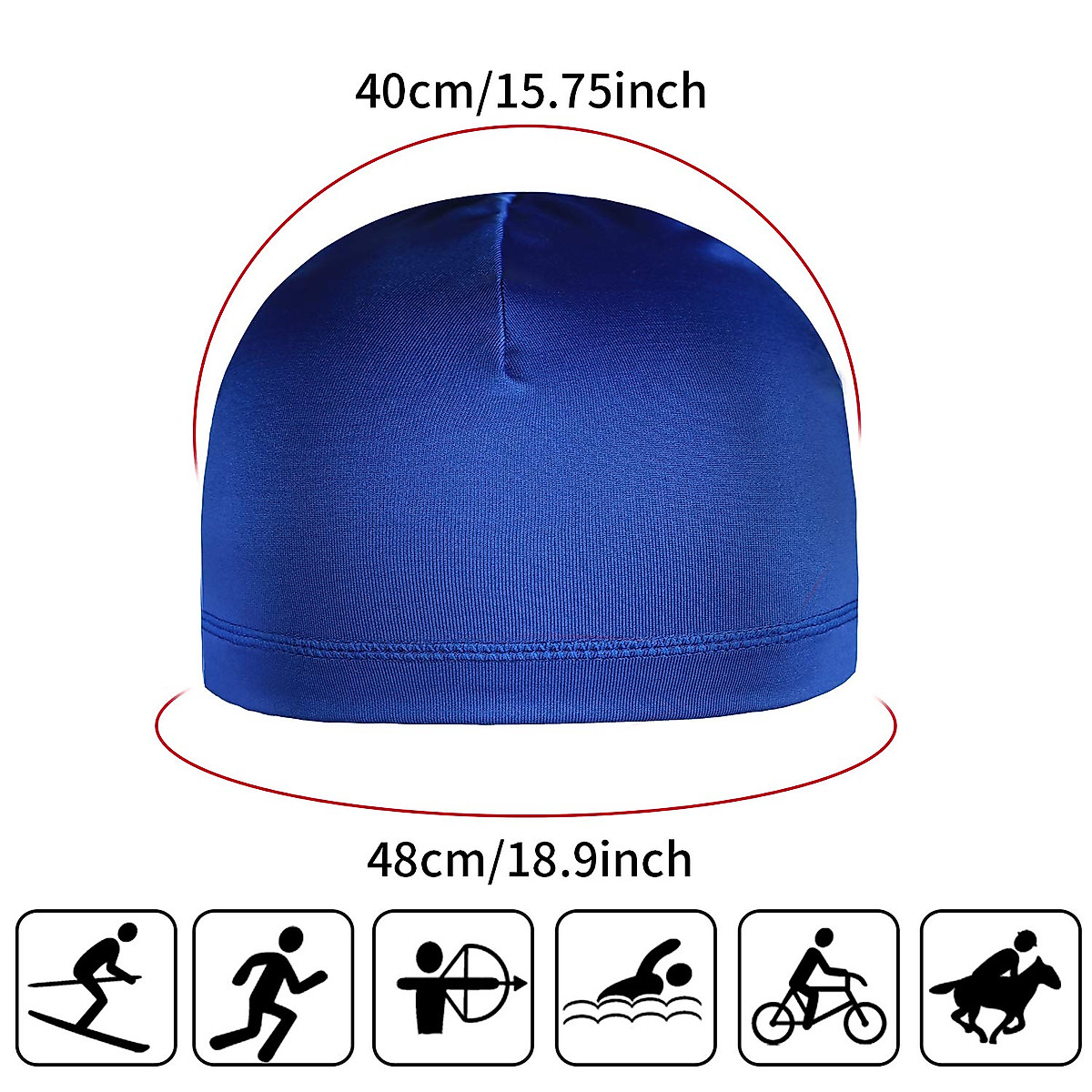 Boao 6 Pieces Cycling Skull Cap Running Sweat Wicking Hats Helmet Liner for Men and Women Fitting Running Jogging Exercise (Black, Grey, Dark Blue, White, Army Green, Navy)