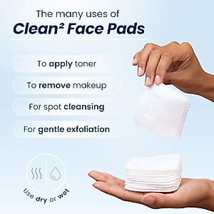 Clean Skin Club Clean² Pads 2.0 [NEW & IMPROVED EDGES] Guaranteed Not to Shed & Tear, Unique Triple Layers, Textured Side & Ultra Soft Side, Organic Disposable Cotton, Pair with Makeup Remover 2 pack