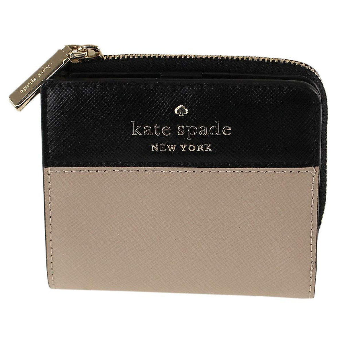 Kate Spade New York Staci Colorblock Small L-Zip Bifold Wallet in Warm Beige Multi