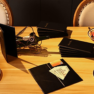 30PCS Restaurant Check Presenters Guest Check Card Holder Black with Gold Thank You Imprint Restaurant Bill Book Holder Customer Check Holder for Restaurants Cafe Bar Eatery 11 x 4.7 x 0.08 Inch (30)