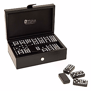 Bello Games New York, Inc. Flushing Meadows Double Nine Black Professional Jumbo Size Tournament Dominoes Set in a Black Leatherette Case