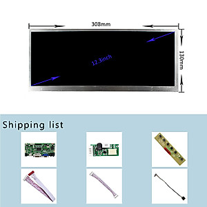 VSDISPLAY 12.3 inch 1920x720 FHD 850nit IPS LCD Screen HSD123KPW2-D10 and HD-MI DVI VGA Audio LCD Controller Board M.NT68676