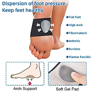 Baygoty 8 Pack Plantar Fasciitis Relief - Foot Arch Support Compression Sleeves/Braces with Gel Pads, Flat Foot Pain Relief Copper Arch Support, Gift for Women Men