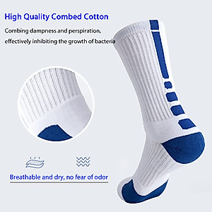 DRASEX Men's Athletic Cushioned Crew Socks 4 Pairs Men Elite Basketball Socks for Sports Running Football