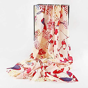 DANA XU 100% Pure Wool Pashmina Cashmere Long Travel Scarf Shawls And Wraps For Evening Dress Women Soft Warm Floral Blanket