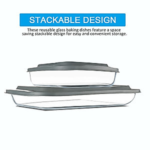 7-Piece Glass Bakeware Set, Baking Dishes, Glass Loaf Pan with Lids, Glass Pie Plate, 9x13 Roasting Pan, Square Pan, Fridge-to-Oven-Friendly