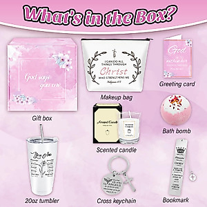 Christian Gifts for Women Faith, Inspirational Gifts for Women, 8 Pcs Religious Gifts for Women with Tumbler, Spiritual Gifts for Women, Catholic Christmas Gifts for Mom, Friend, Grandma, Sister