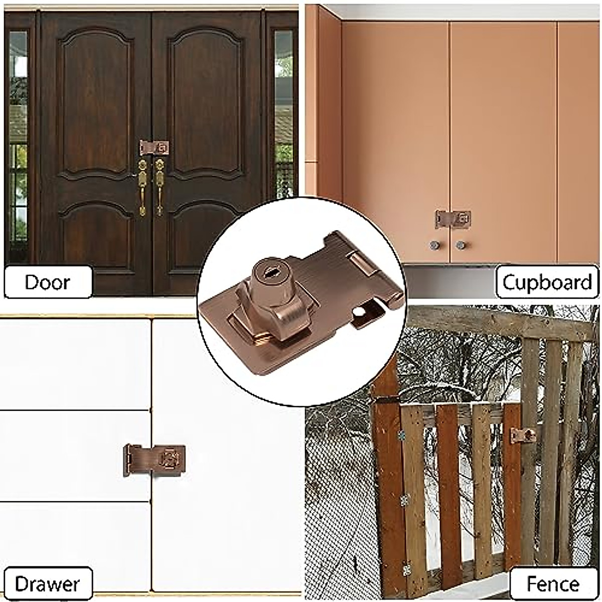 I-EASYDWW, 2.5 Inch Red Zinc Alloy Keyed Hasp Locks, 4 Pack with Keys and Screws, Automatic Locking, For Drawers and Cabinets