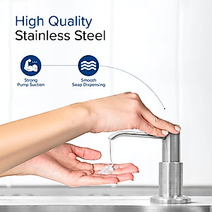 Soap Dispenser for Kitchen Sink with Large 500 ml (17 oz) Bottle, Stainless Steel Kitchen Sink Soap Dispenser Pump - Refill from top, Brushed Nickel Built in Counter soap Dispenser, Rust Resistant