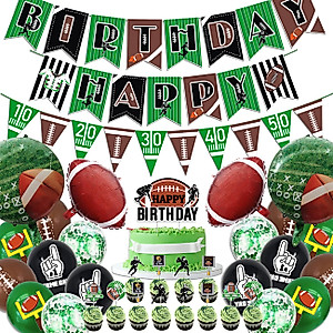 Football Party Decorations, Football Birthday Party Decorations, Sports Party Supplies Set Include Happy Birthday Banner, Football Balloon, Football Cake Topper for for Kids Birthday Football Party