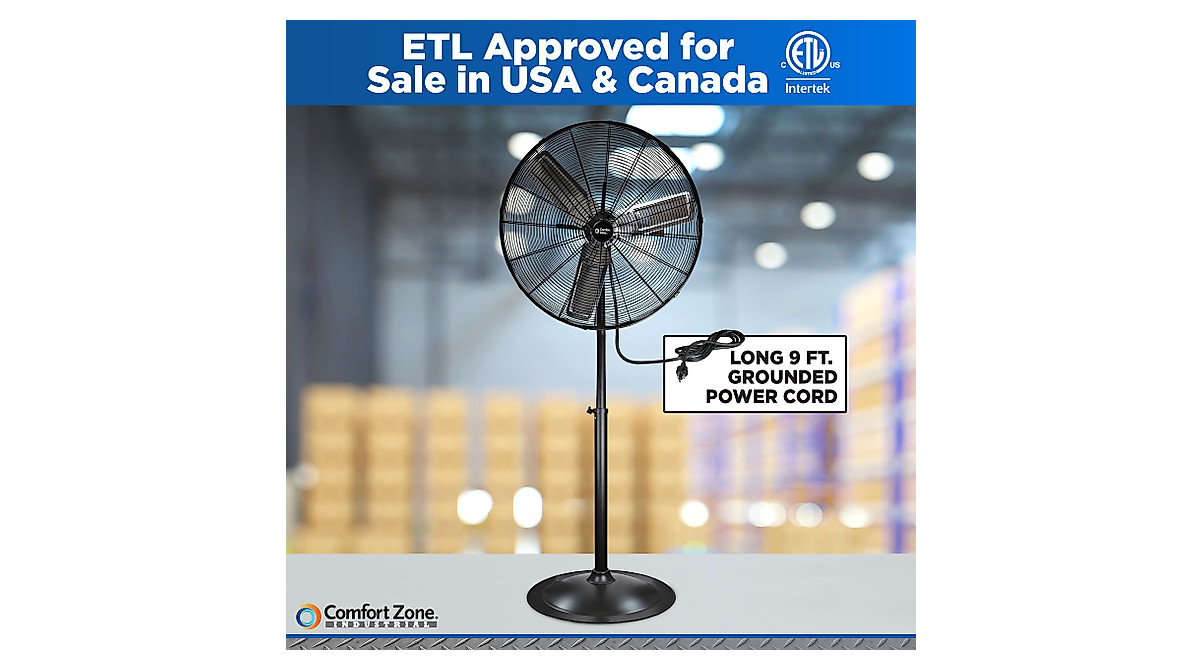 Comfort Zone CZHVP30 30” High-Velocity Pedestal Fan - Powerful Cooling