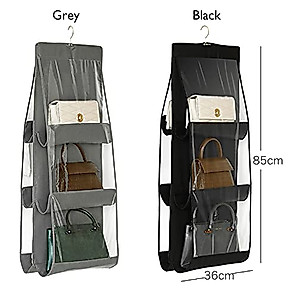 ST-BEST-P Handbag Storage Hanging Purse Organizer Bedroom Organization Dust-Proof Holder Bag for Wardrobe Closet (Grey-2Pack)