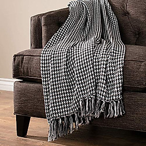 Fennco Styles Houndstooth Fringe Soft Throw Blanket - 50"x60"