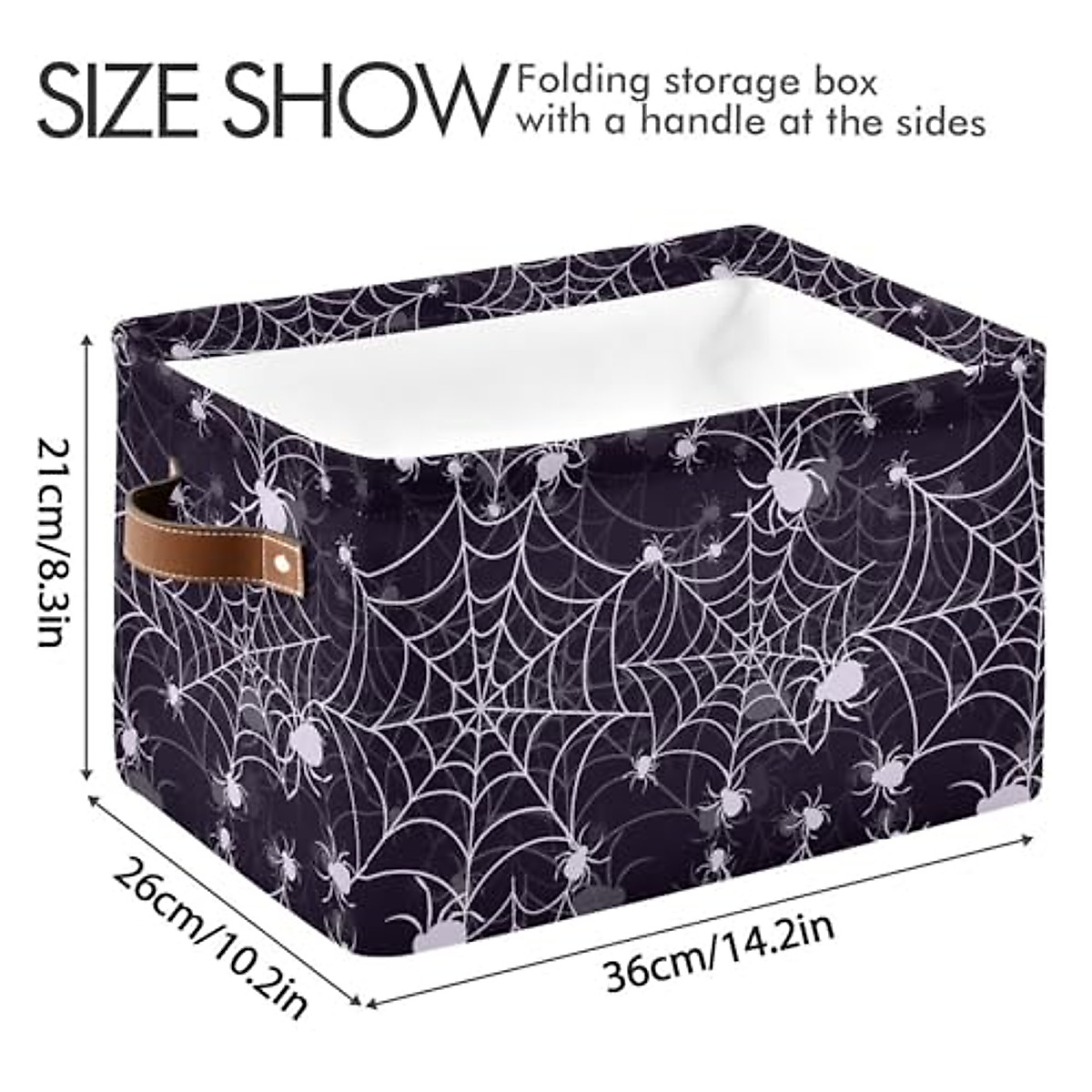 Halloween Spider Web Storage Basket Bins Foldable Decorative Storage Box Laundry Hamper Baskte Storage for Pet Books Clothes Makeup Nursery Closet Office,2 pcs