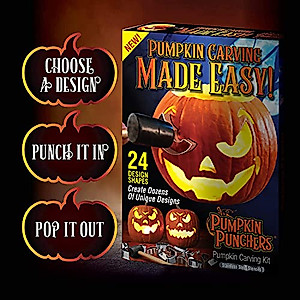Pumpkin Punchers Pumpkin carving kit for kids | Pumpkin carving tools | Pumpkin carving stencils | Pumpkin carver kit | safe pumpkin tools (24 pieces)