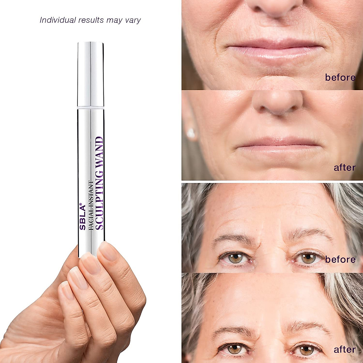 SBLA Beauty Facial Instant Sculpting Wand, Advanced Anti-Aging Serum, Smoothing, Skin Tightening, Brightening All Skin Types & Reducing Lines & Wrinkles 0.23 Fl Oz / 6.8mL (100 doses)