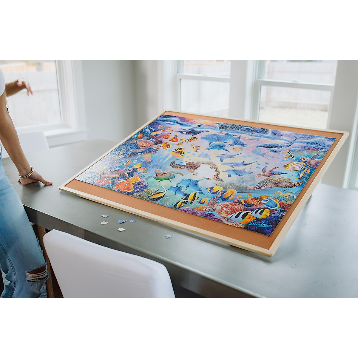 Buffalo Games - Fully Assembled Puzzle Easel - Jigsaw Puzzle Accessory - Mat Surface Puzzle Area - Adult Puzzles up to 2000 PC