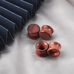 Longbeauty 2Pair Vintage Brown Natural Wood Double Flared Hollow+Saddle Tunnels Ear Plugs Stretcher Gauges 8MM=0G