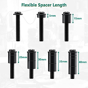 WALI M8 Screws for Samsung TV, M8 VESA TV Mounting Screws, Extra Long with 15mm Long Spacers and D8 Washers (UVSSP-B), Black