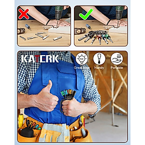 12pc Portable Bit holder Keychain, 1/4in Hex Shank Screwdriver Bit Clip for Impact Driver Flexible Drill Bit Extension Nut Driver W/Black Carabiner, Quick Release Lightweight Drill Screw Adapter