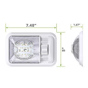 Leisure LED 5 Pack 12V Led RV Ceiling Dome Light RV Interior Lighting for Trailer Camper with Switch, Single Dome 300LM (Natural White 4000-4500K, 5-Pack)