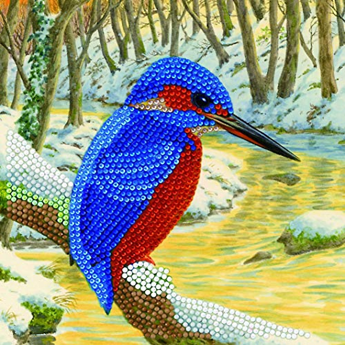 Craft Buddy Crystal Art Kingfisher, 18x18cm Crystal Art Card, 18x18, Multicoloured