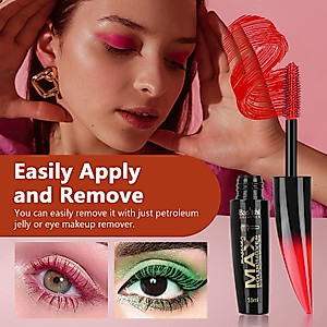 Joyeee Colored Mascara, 6 Colors Colorful Mascara Set, Waterproof and Smudgeproof Longlasting Mascara for Eyelashes, Blue Purple Green Red Yellow Orange Mascara