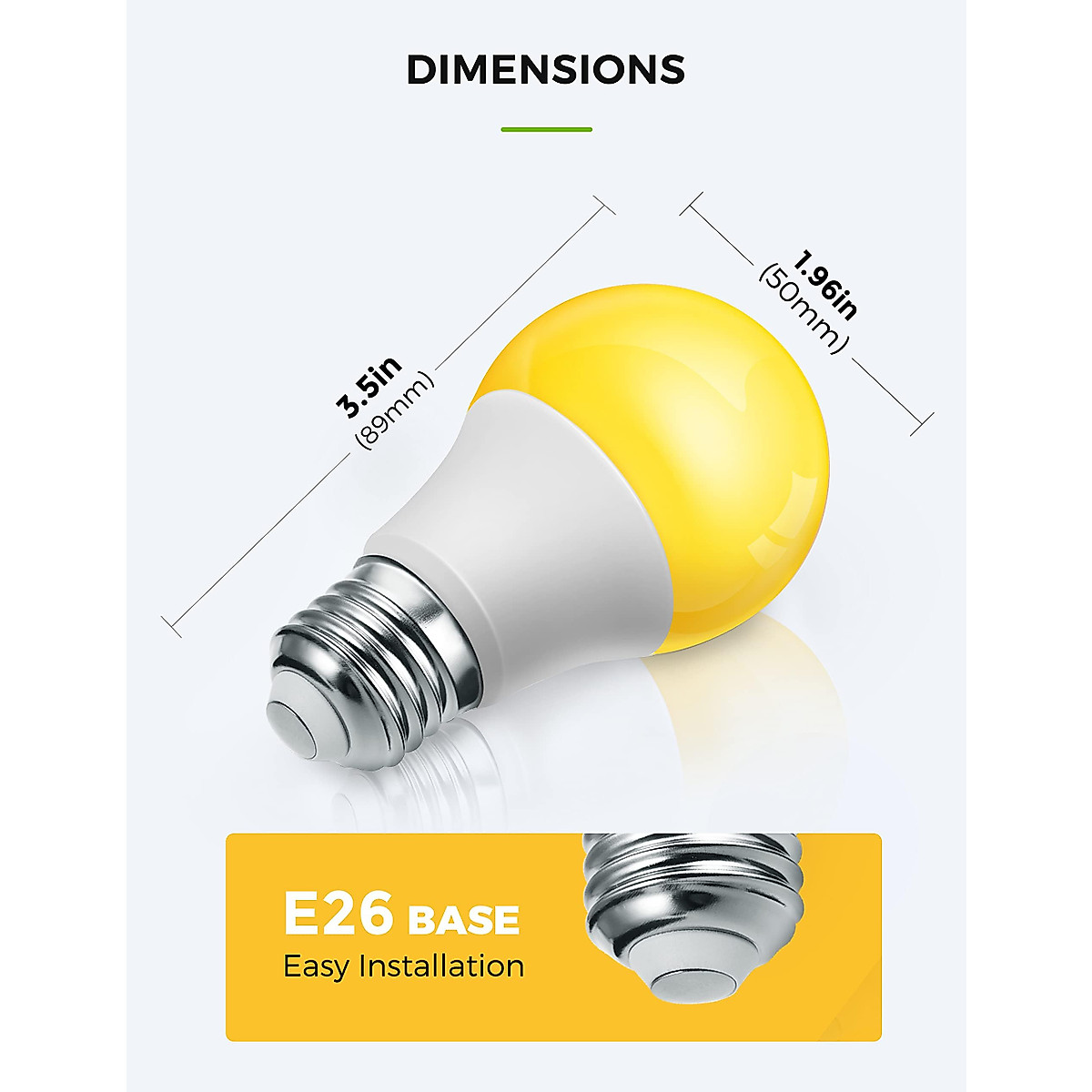LOHAS Bug Light Bulb Yellow LED Bulbs, Outdoor Porch Lights, Amber Bedroom Night Light Bulb A15 Bugs LED Bulbs, 40W Equivalent E26 Edison Bulb(5W), Warm LEDs Hallway Lighting Decorative Lamps(4 Pack)