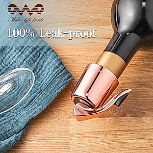 OWO Wine bottle Stopper, Wine Saver with Silicone, Decorative Wine Preserver, Wine Toppers Stopper,Reusable Wine Cork Keeps Wine Fresh（Goldrose, 2 Pack)