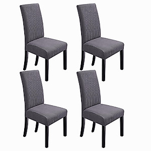 NORTHERN BROTHERS Dining Room Chair Covers Stretch Chair Covers, Removable Washable Parsons Kitchen Chair Covers Set of 4, Dark Grey