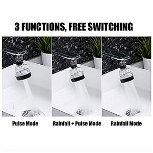 Kaxich 360°Swivel Faucet Tap Aerator, Adjustable 3 Mode Water-saving Faucet Splash-proof Filter Tap Booster for Bathroom Kitchen