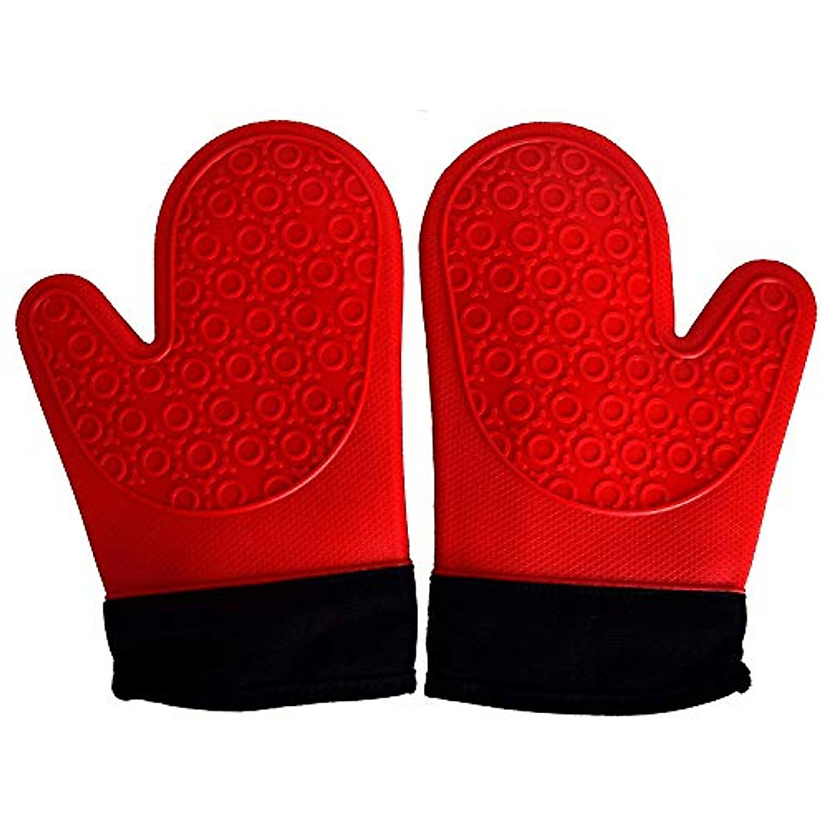 Atlas and Apollo Silicone Oven Mitts Heat Resistant Oven Gloves - Red Pot Holders for Grilling Cooking and Baking - Deluxe Padded Cotton Liner for Extra Protection - Non Stick Grip Glove 1 Pair Set