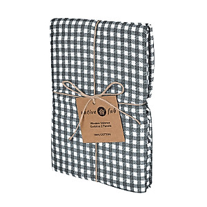 Native Fab Set of 2 Farmhouse Valance Curtains for Windows 54"x18" for Living Room Bedroom Kitchen Windows Bathroom, Rustic Vintage Curtain Valances Rod Pocket - Grey White