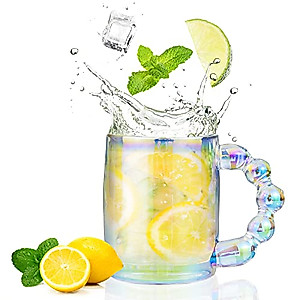 Iridescent Glasses Coffee Mug Insulated Heavy Espresso Mugs Crystal Vintage Glass Tea Cup with Handle, for Drinking Hot Beverages Cappuccinos Latte Café Cocktail Beer,11OZ. 330ml Gift Package