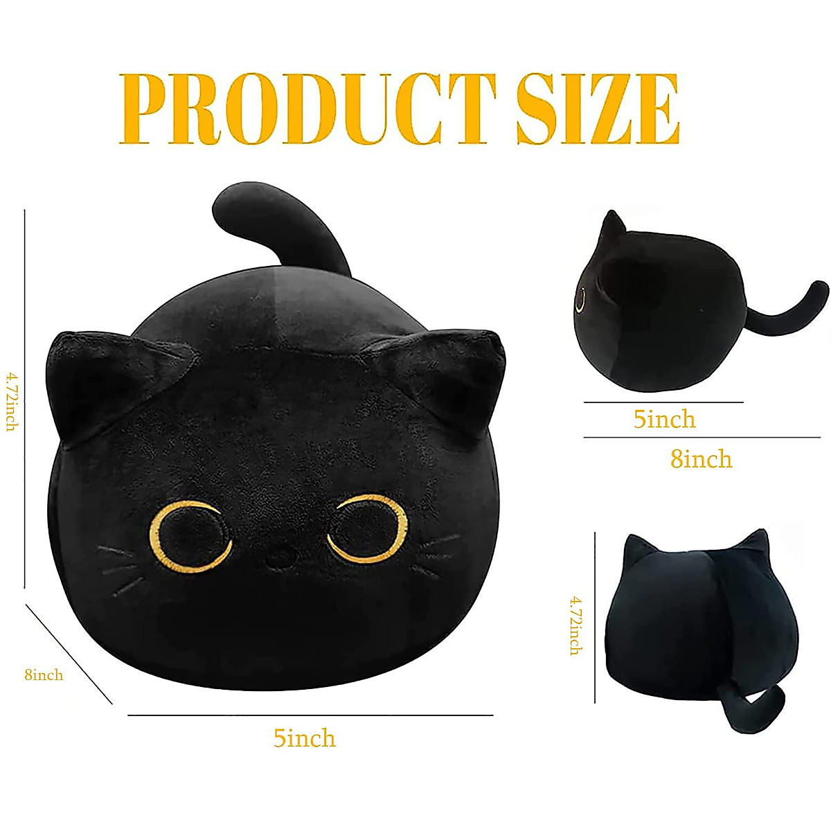 CHNBF Soft Black Cat Plush Toy Pillow - Stuffed Animal for Kids, Boys & Girls Gifts