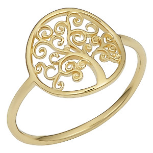 Kooljewelry 14k Yellow Gold Tree of Life Ring (size 8)