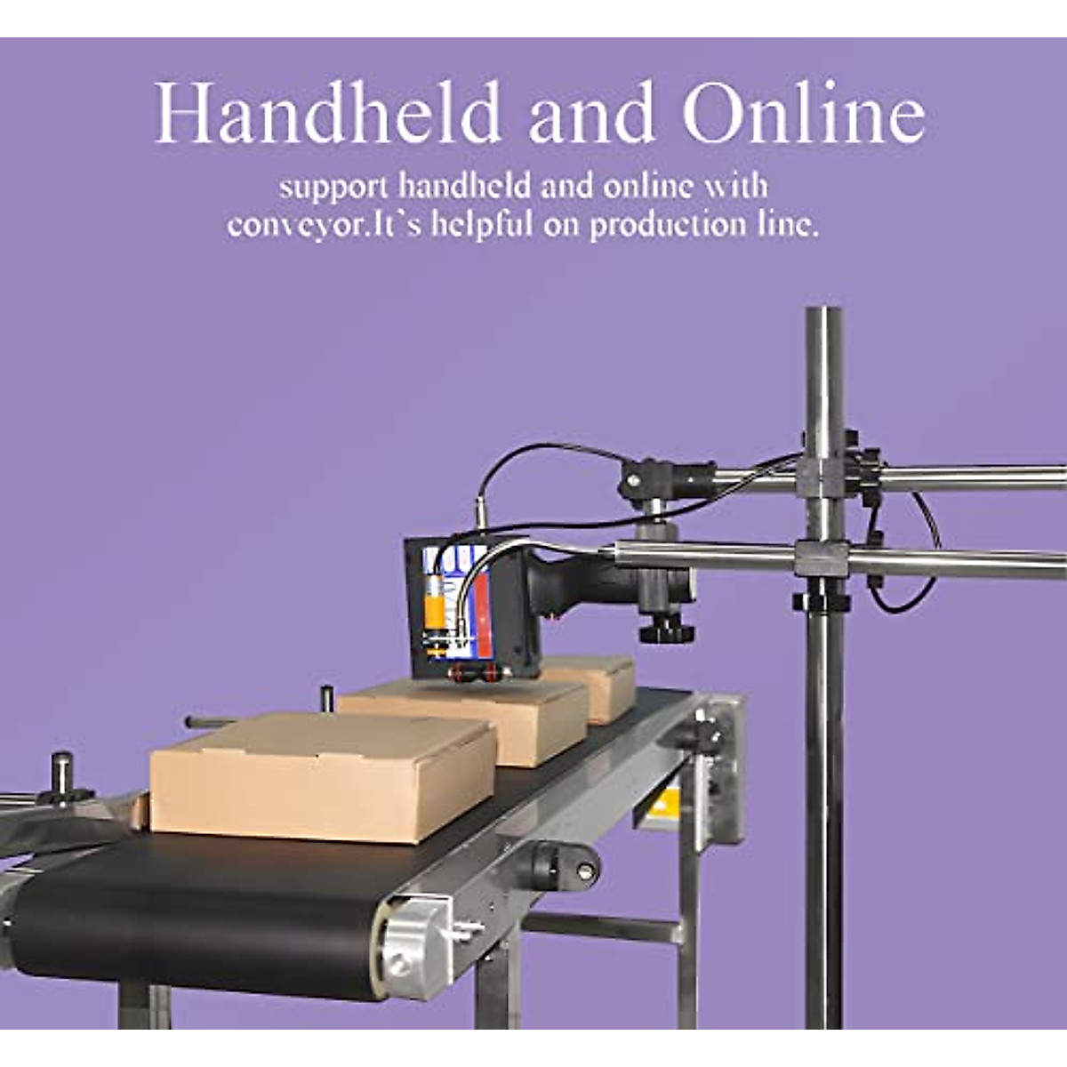 Portable Inkjet Printer with 4.3 Inch HD Touch Screen, Handheld Inkjet Printer with Quick-Drying Ink Cartridge, Handheld Printer Gun for Label/Production Date/Serial Number/Barcode/QR Code/Logo/Image