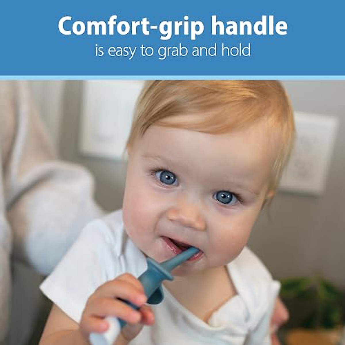 Dr. Brown's Infant-to-Toddler Training Toothbrush Set, Blue Elephant with Fluoride-Free Apple Pear Baby Toothpaste, 0-3 years