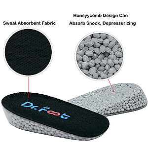 Dr. Foot's Height Increase Insoles, Heel Cushion Inserts, Heel Lift Inserts for Leg Length Discrepancies (0.6" Height, Black)
